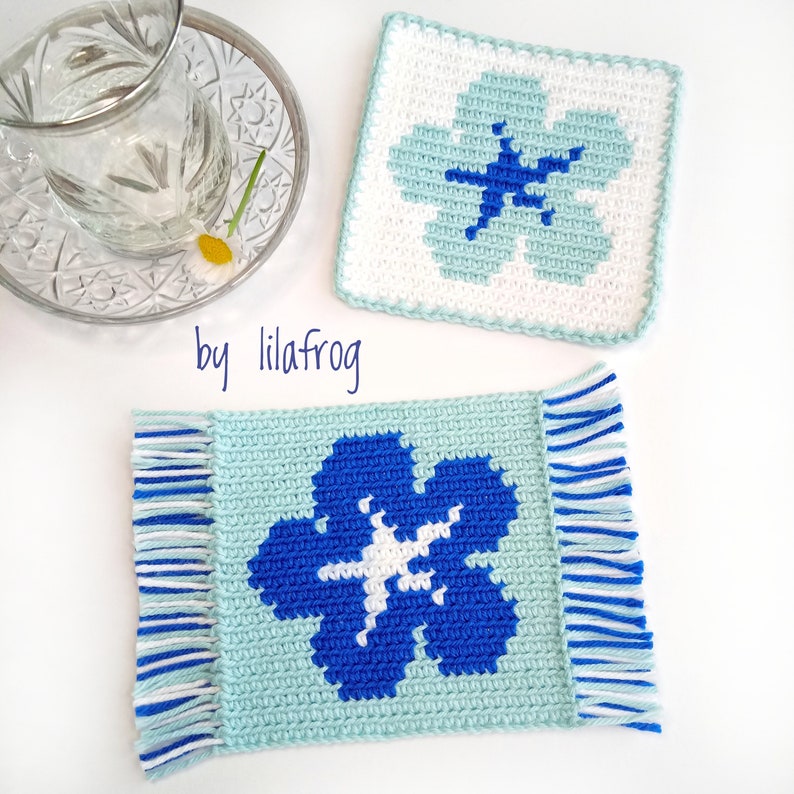 Tapestry Crochet Coaster Sakura Flower, Crochet Coaster Flower, Cute ...