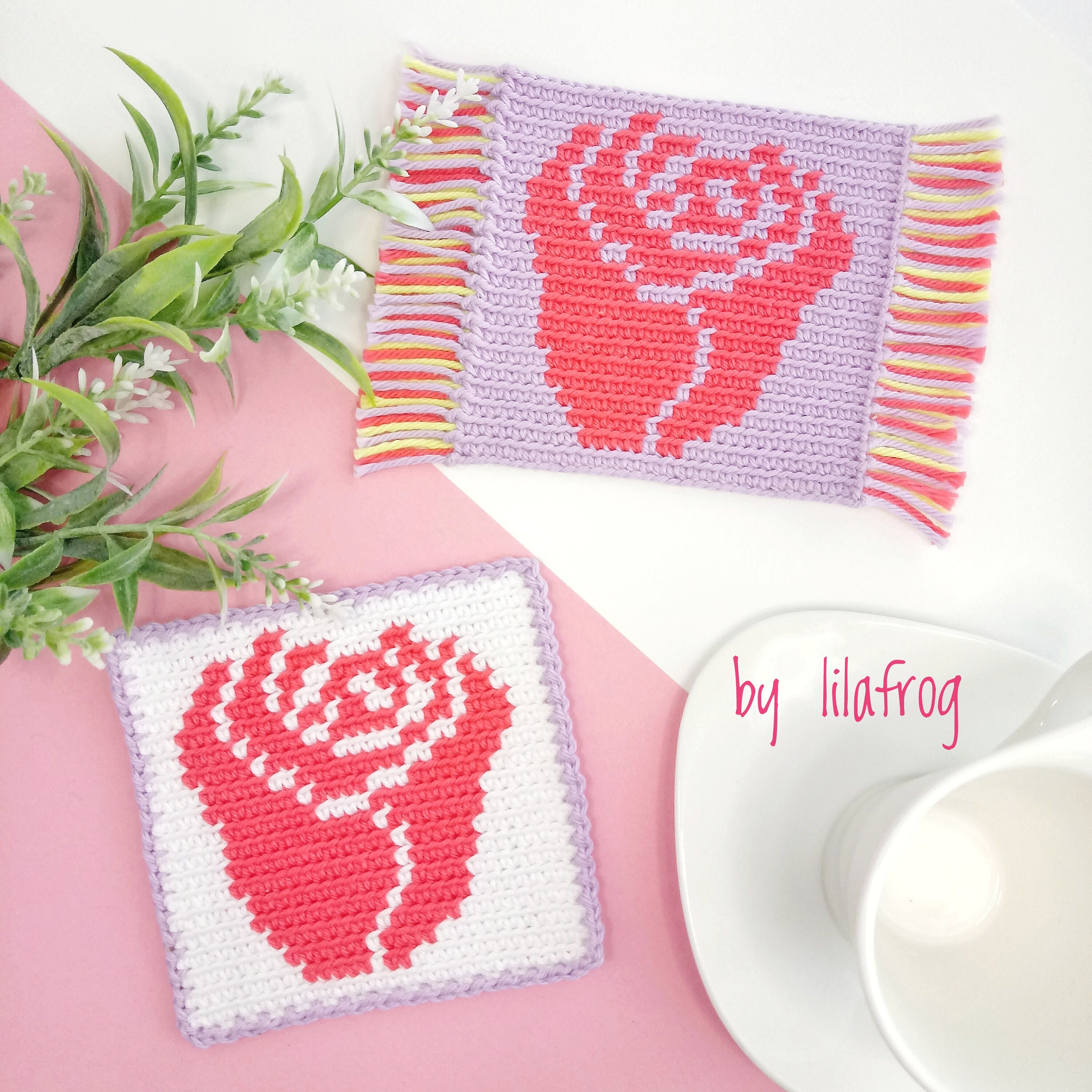 Tapestry Crochet Pattern Coaster, Crochet Coaster Rose Pattern, Rose ...