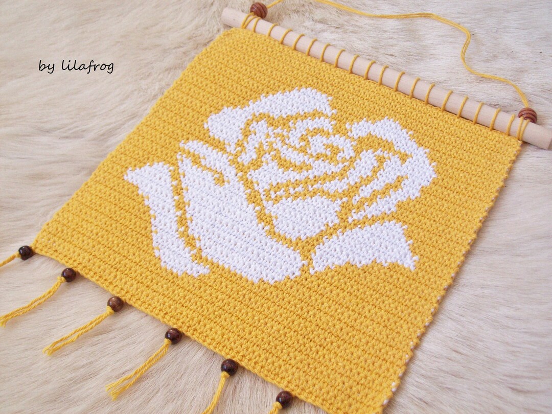 PATTERN - Rose Tapestry Crochet Wall Hanging, Reversible, Instant ...