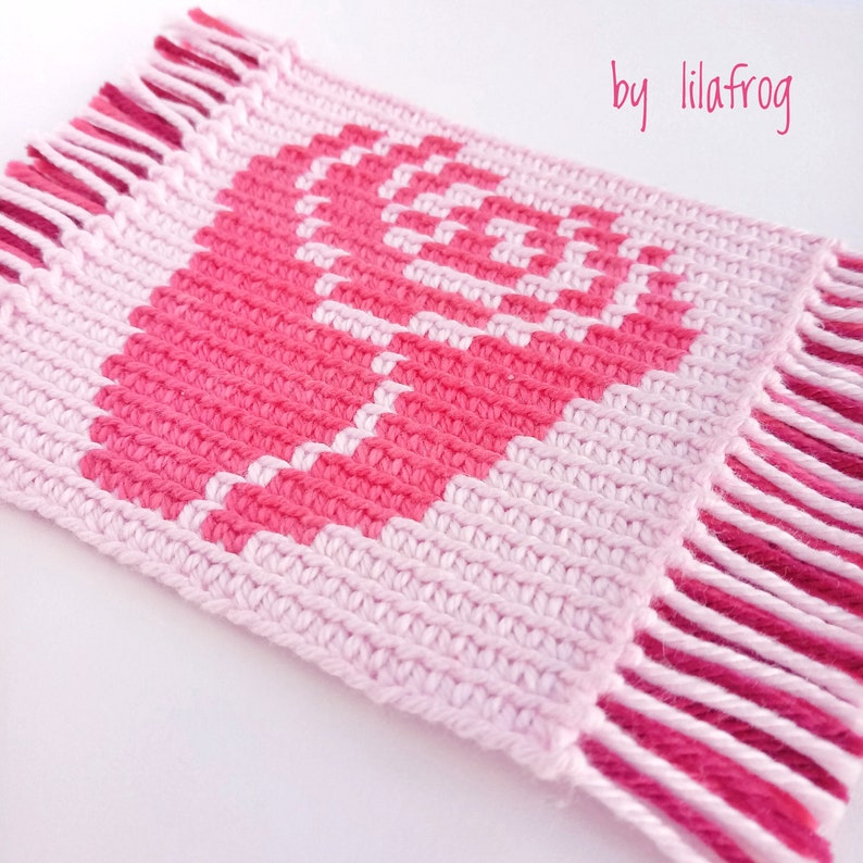 Tapestry Crochet Pattern Coaster, Crochet Coaster Rose Pattern, Rose ...