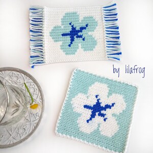 Tapestry Crochet Coaster Sakura Flower, Crochet Coaster Flower, Cute ...