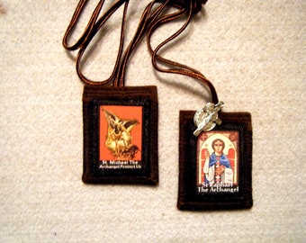 St. Michael the Archangel Brown Scapular Handmade 100% Wool in | Etsy
