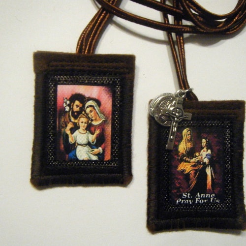 St. Michael the Archangel Brown Scapular Handmade 100% Wool in - Etsy