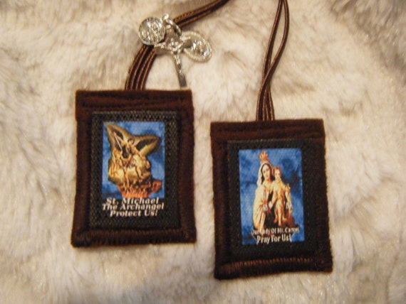 St. Michael the Archangel Brown Scapular Handmade 100% Wool in - Etsy
