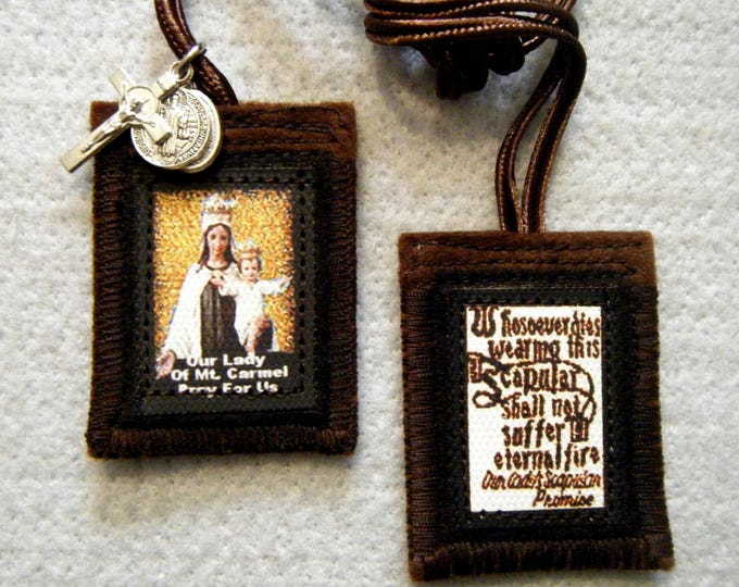 Traditional Brown Scapular Without Embroidered Design - 100% Woven Wool ...
