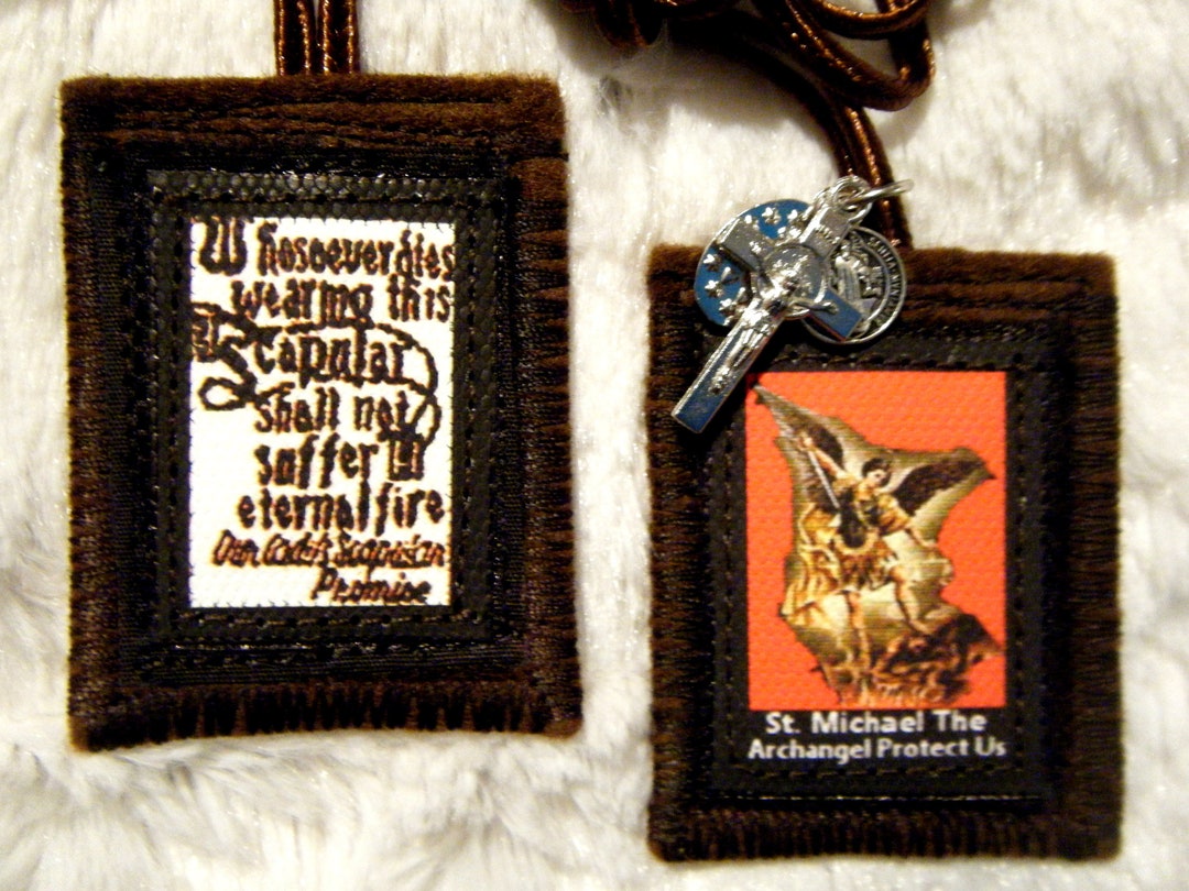 St. Michael the Archangel Brown Scapular 100%wool Handmade in USA - Etsy