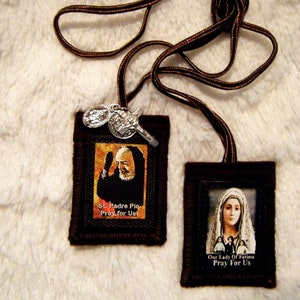St Padre Pio Fatima Brown Scapular 100% Wool Made in USA | Etsy