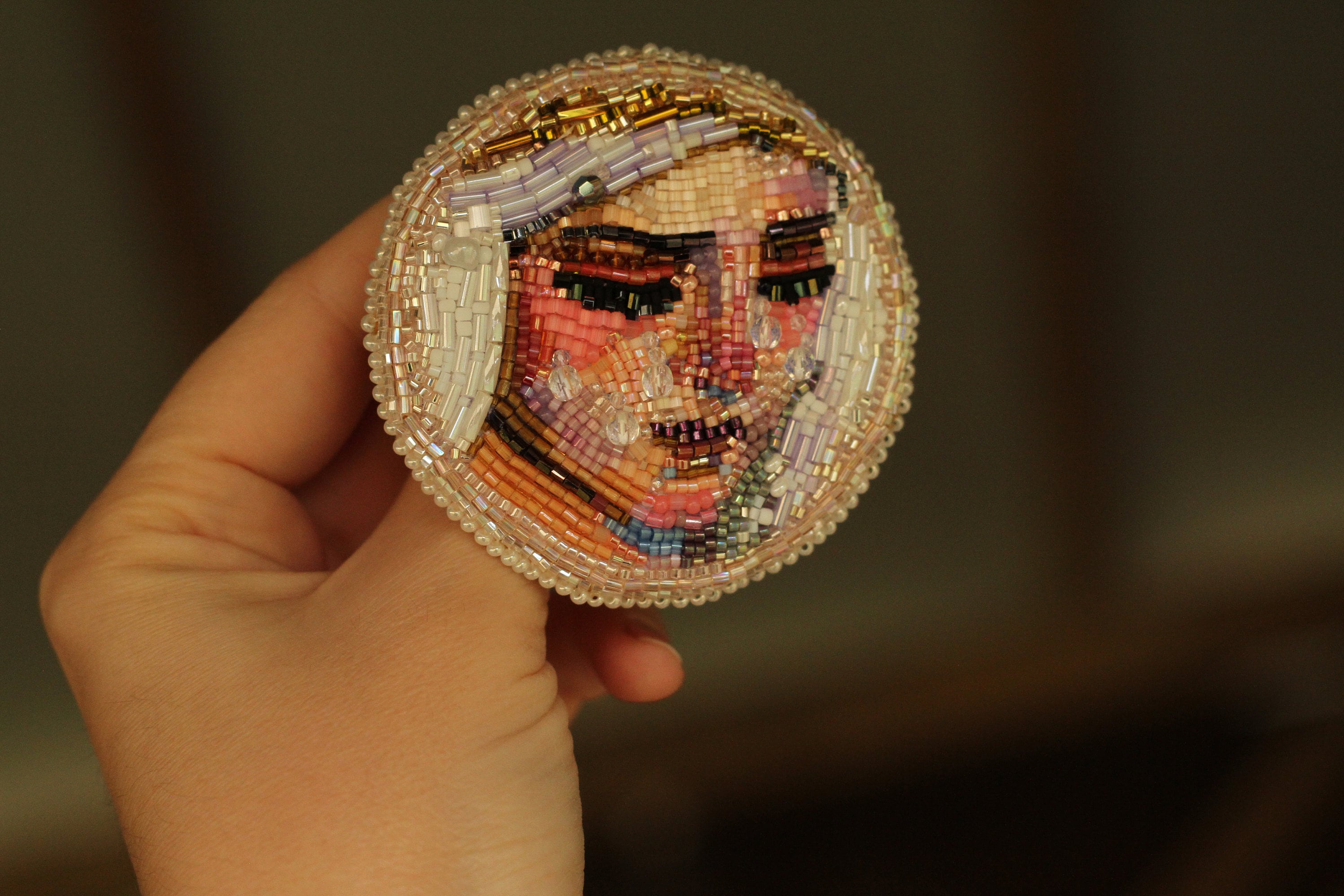 Beaded Portrait Brooch, Virgin Mary Embroidery, Virgin Mary, Virgin ...