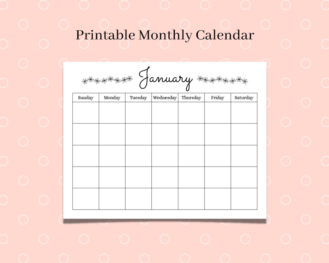 Calendario mensual imprimible Calendario digital floral - Etsy México