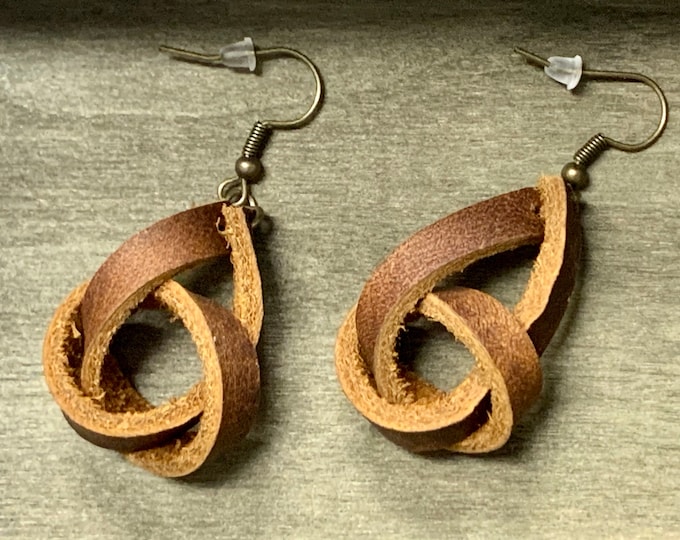 Genuine Leather Knot Earrings - Etsy