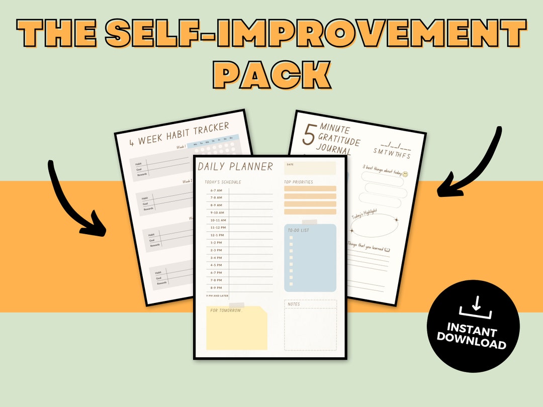 Self-improvement Planner Pack Digital Planner Habit Tracker - Etsy