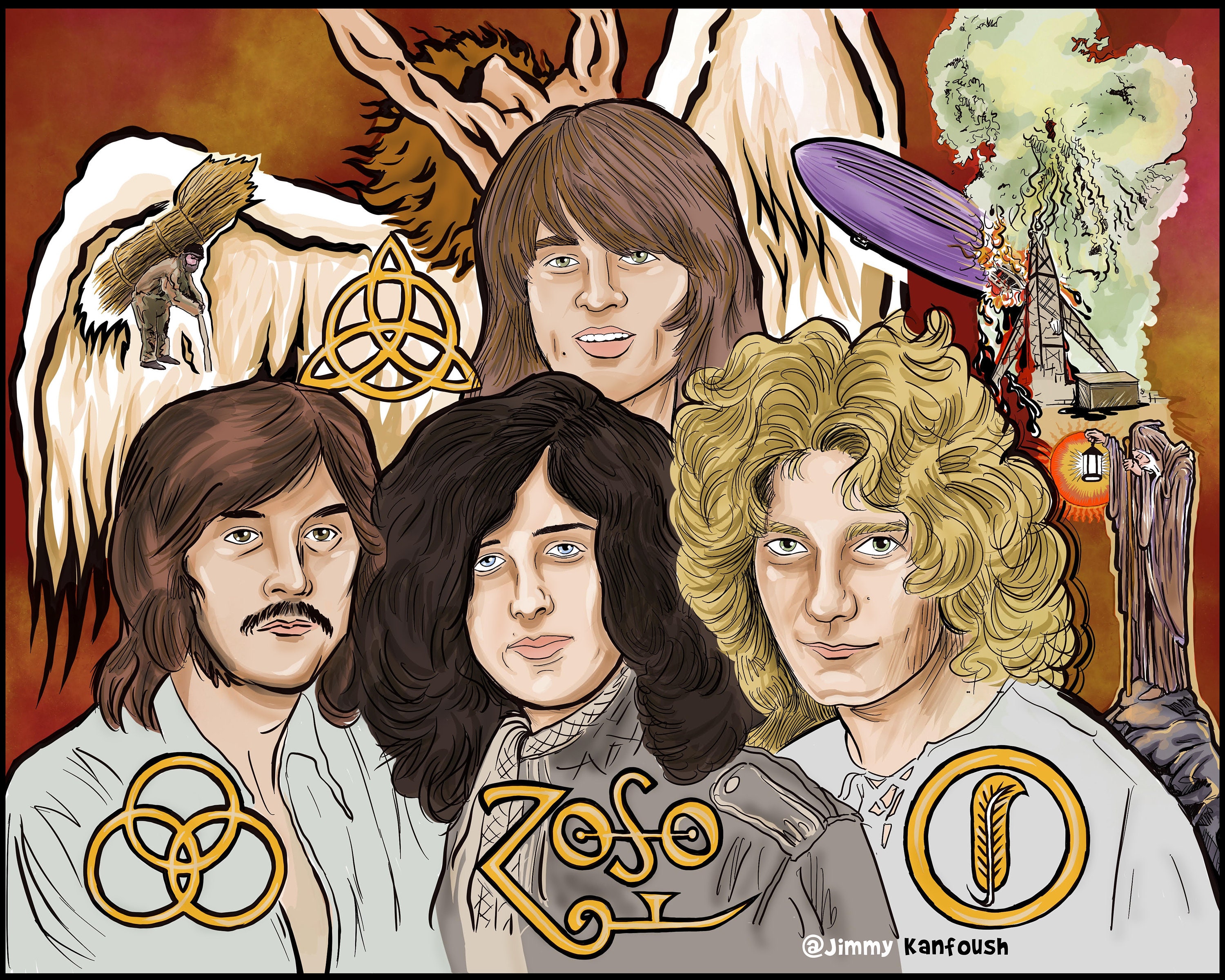 Caricature Drawings Of Led Zeppelin