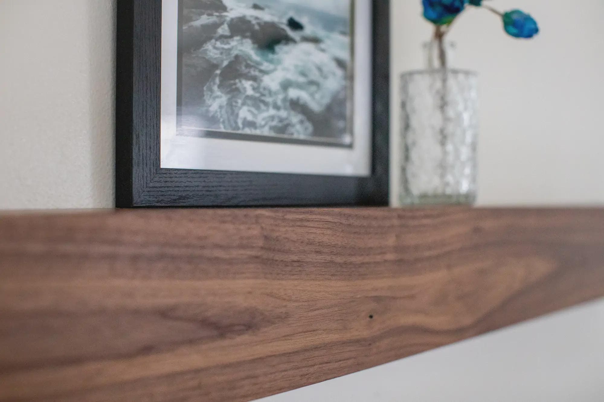 Custom Solid Walnut Box Mantel: Floating Fireplace Shelf - Etsy