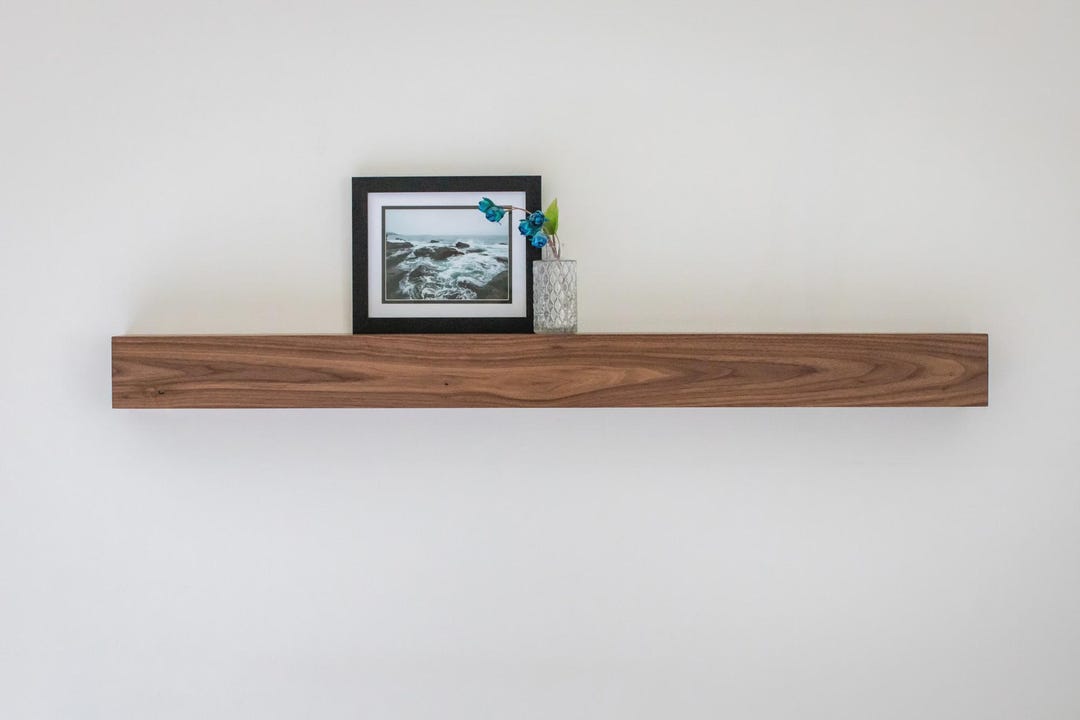 Custom Solid Walnut Box Mantel: Floating Fireplace Shelf - Etsy