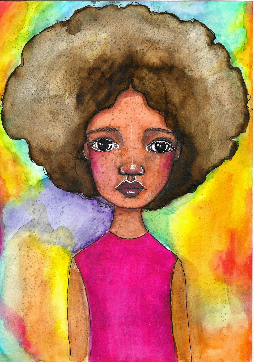 Joy Rainbow Illustration Cartoon Abstract Mixed Media Giclee Art Print ...