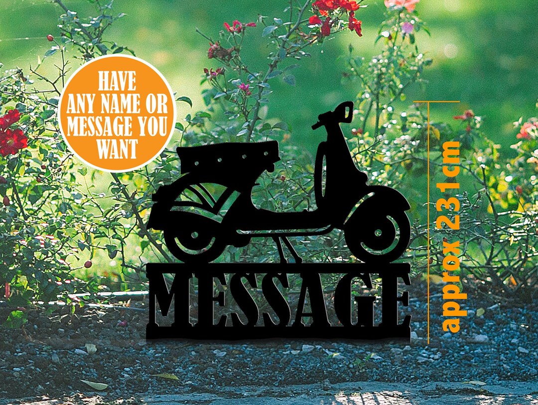 Scooter Personalised Metal Garden Statue, Personalised Scooter Gift ...