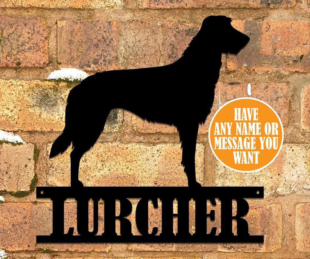 Lurcher Metal House Sign, Lurcher Wall Sign, Custom Pet Name, Kennels ...