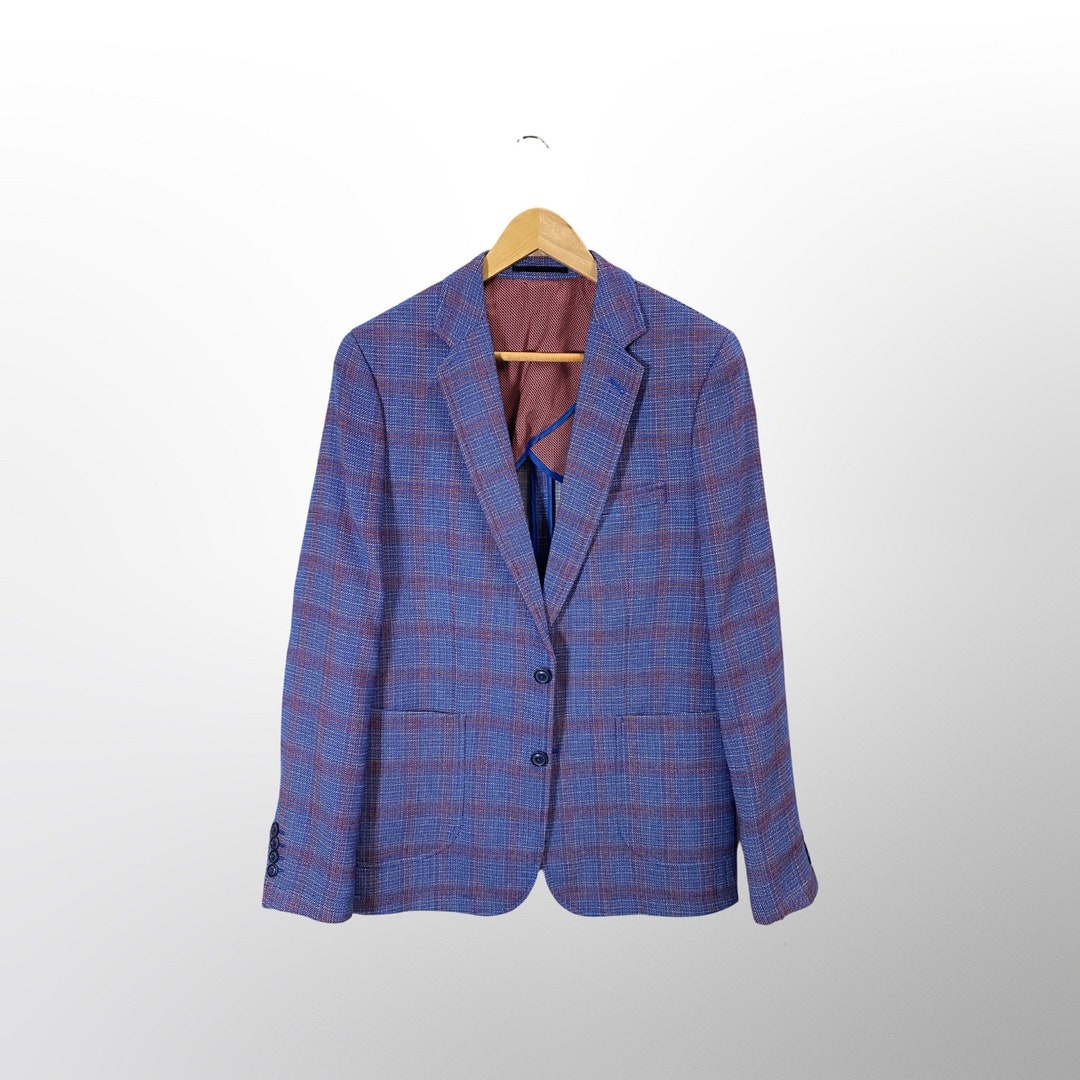 NHP Blue Red Windowpane Plaid Sport Coat / Dapper / Mod / Fitted ...