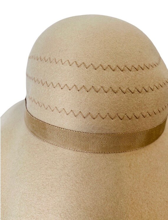 Doeskin Wool Felt Hat / Vintage 1950s / Tan Wide Brim - Gem