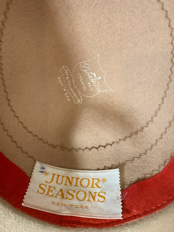 Doeskin Wool Felt Hat / Vintage 1950s / Tan Wide Brim - Gem
