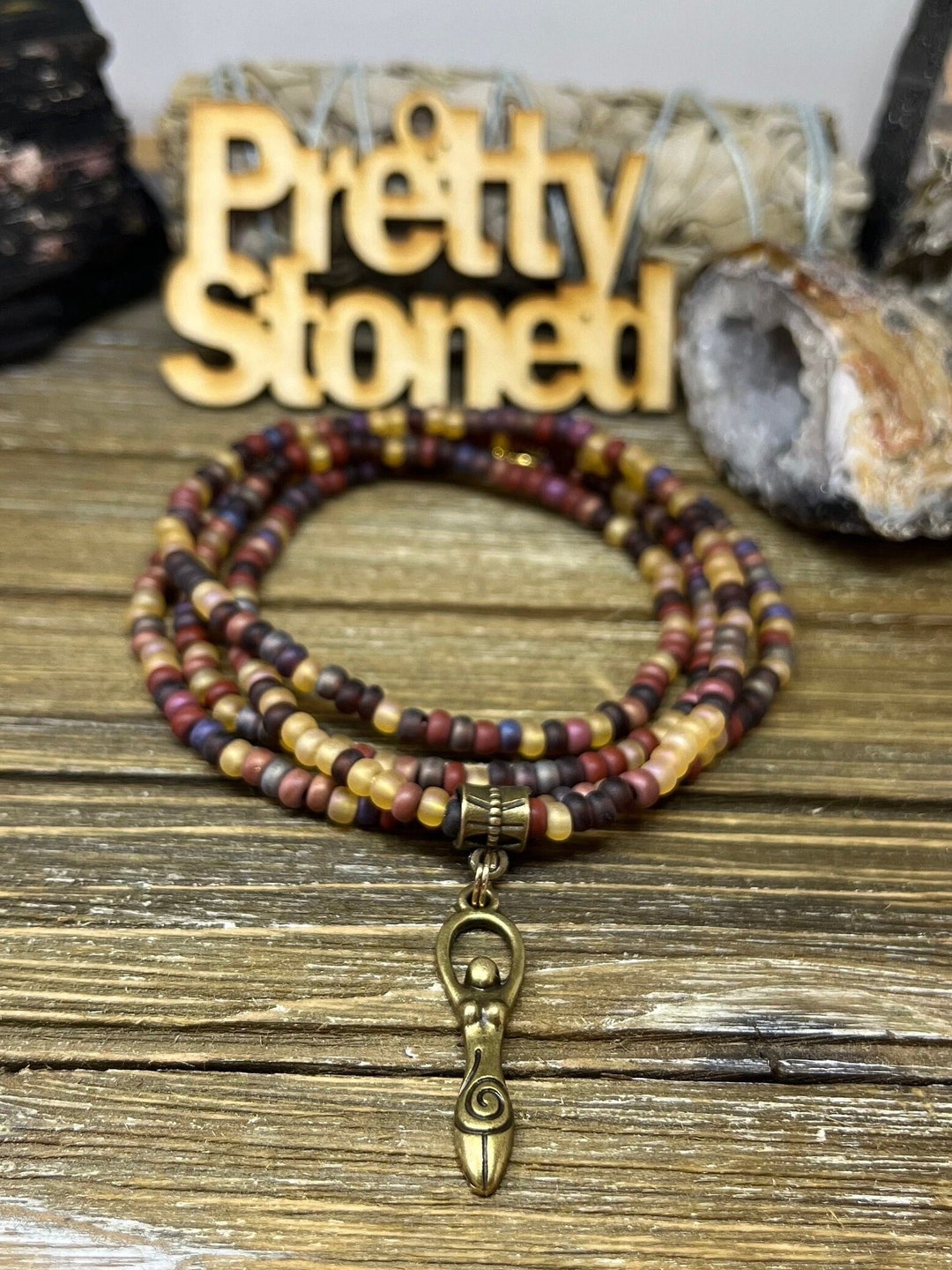 Earth Tone Waist Bead + Goddess Charm - Removable Waist Bead With Clasp ...