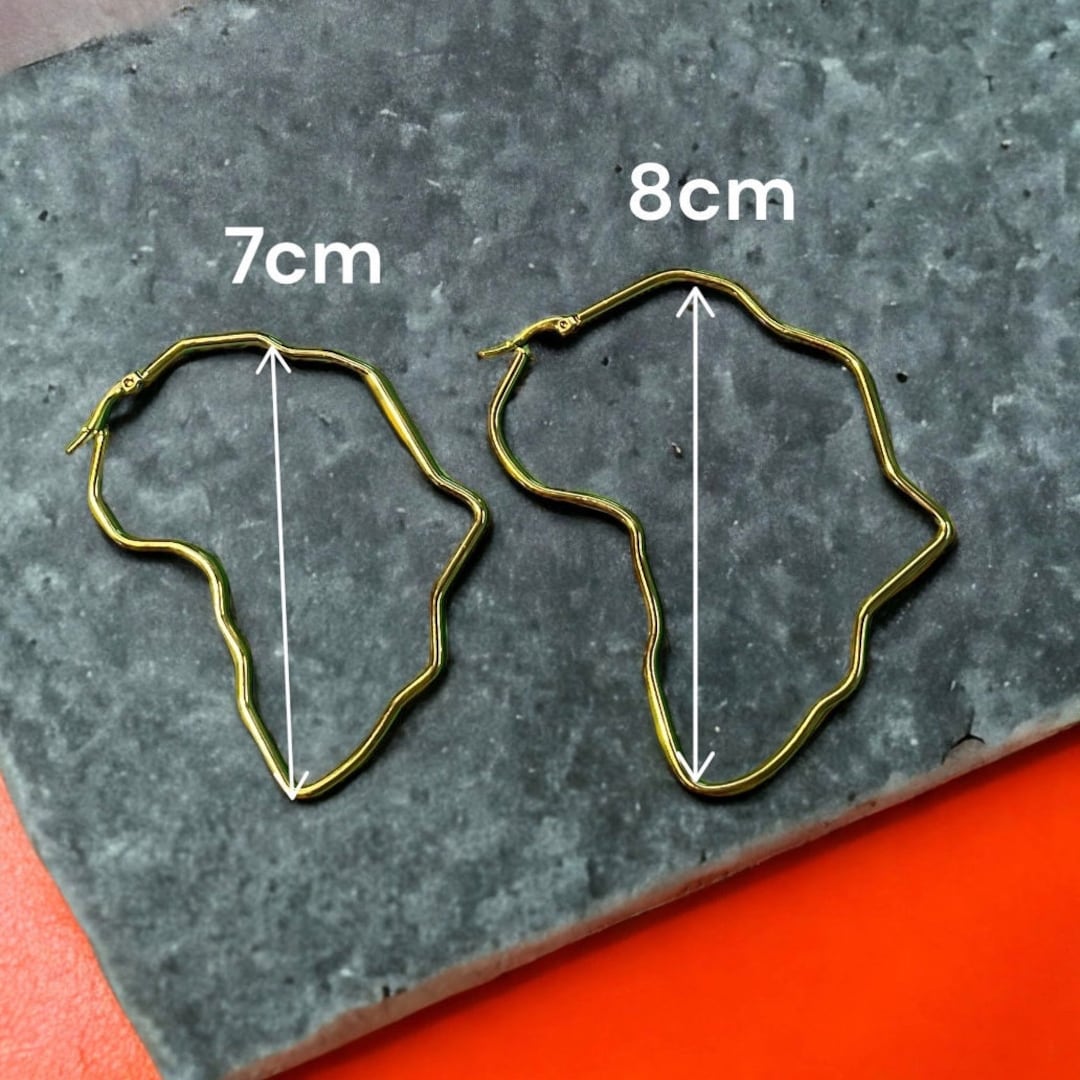 African Map Shaped Earrings, Gold Large Hoop Earrings, - Etsy