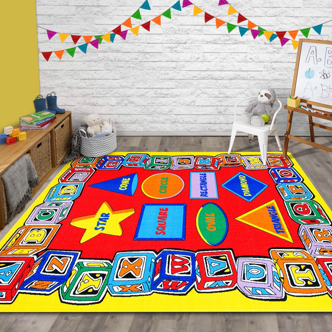 ABC Rugs Shapes-kids Educational Play Mat Daycare/nursery - Etsy