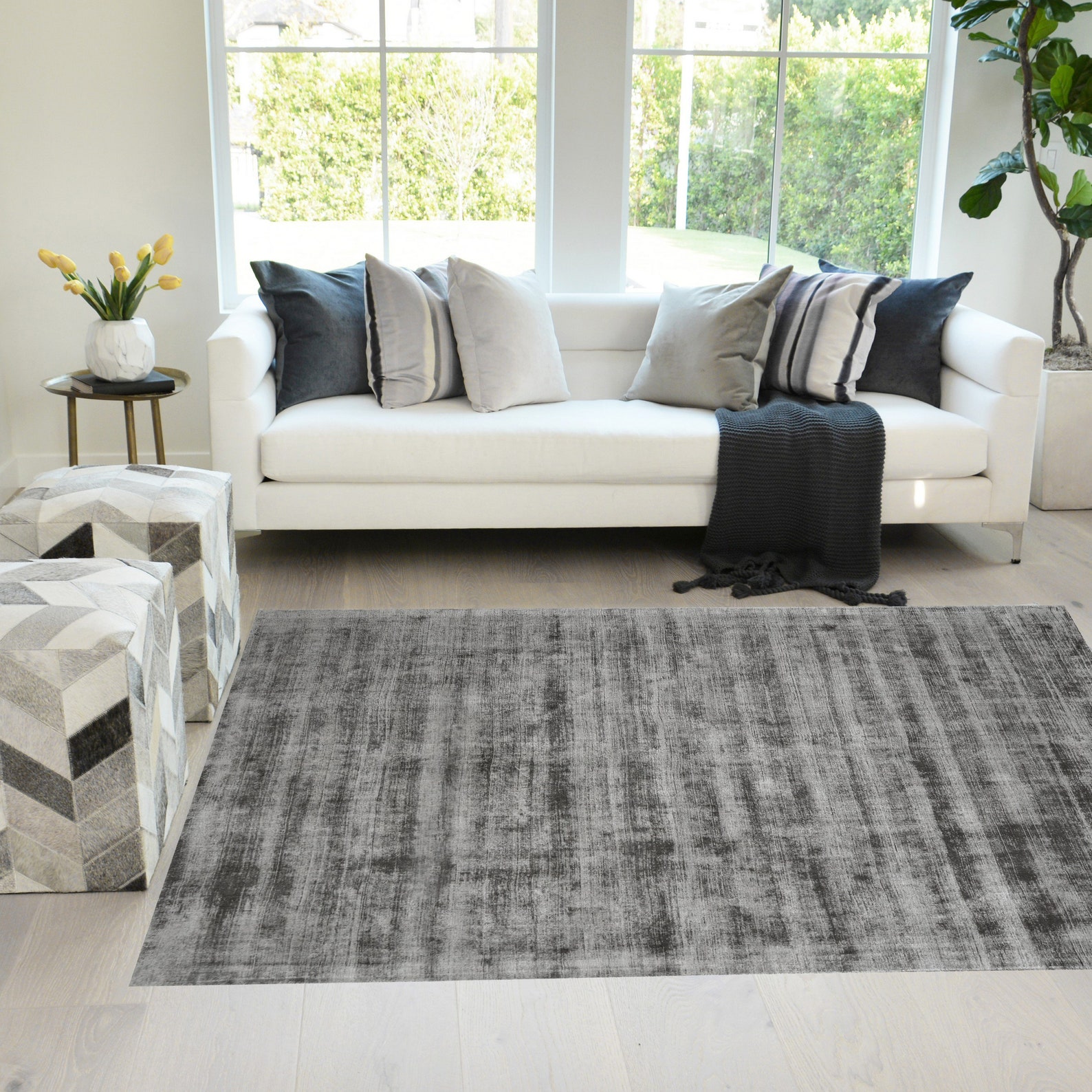 Ash Color Rugs Tencel Ultra-soft Hand Knotted in India 5' - Etsy