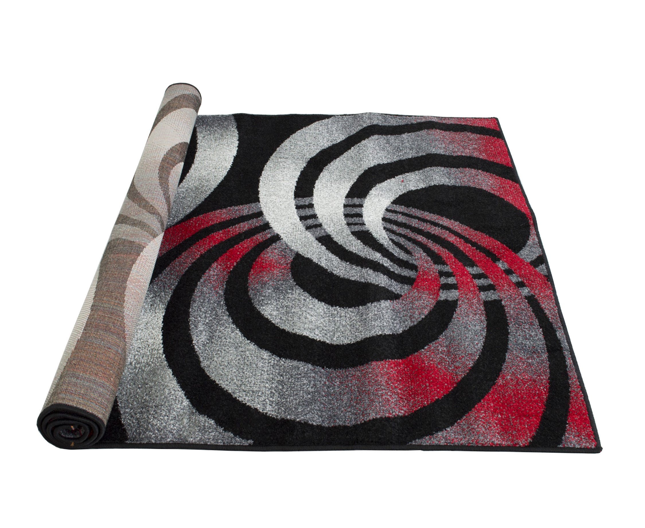 Spiral Distressed Color Rugs Modern Red Black Gray - Etsy.de