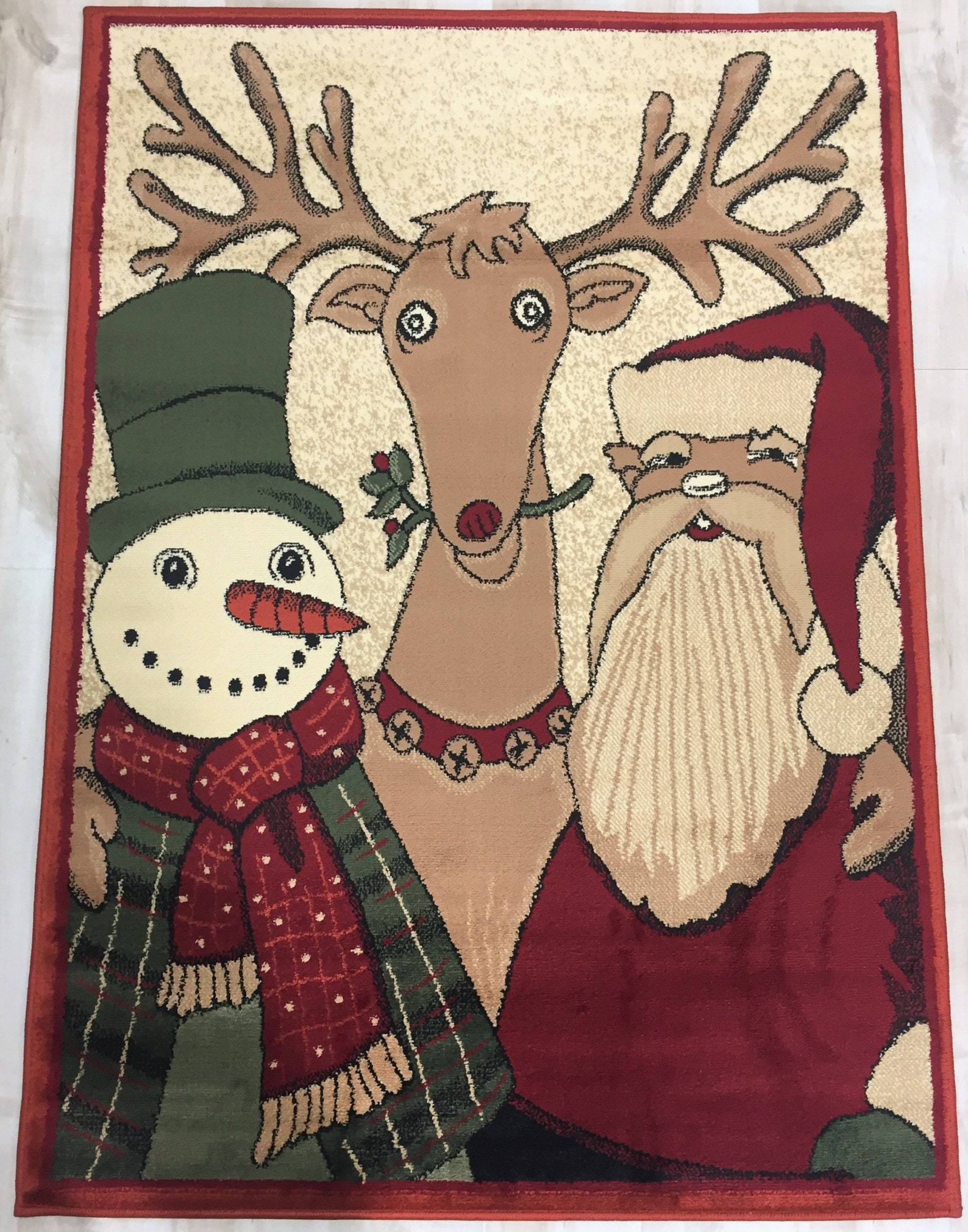 Santa Rug Christmas Gift Red Green and Multi approximately 3 - Etsy