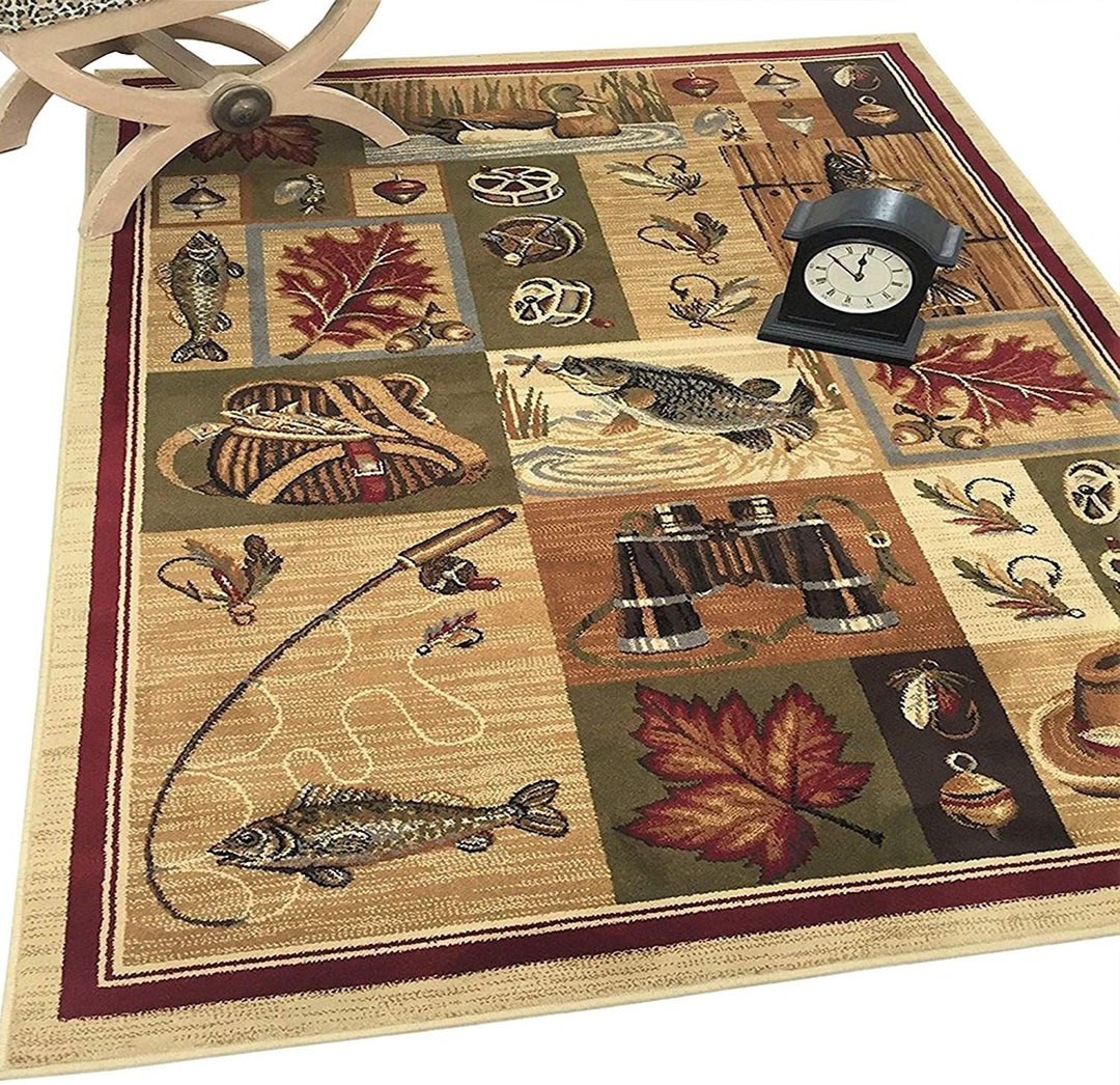 Cabin Area Rug Modern Geometric Design Cabin Area Rug Abstract, Beige ...