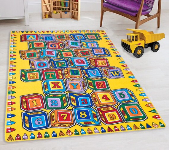 Teaching ABC Blocks Party Accent Kids Educational Play Mat for - Etsy