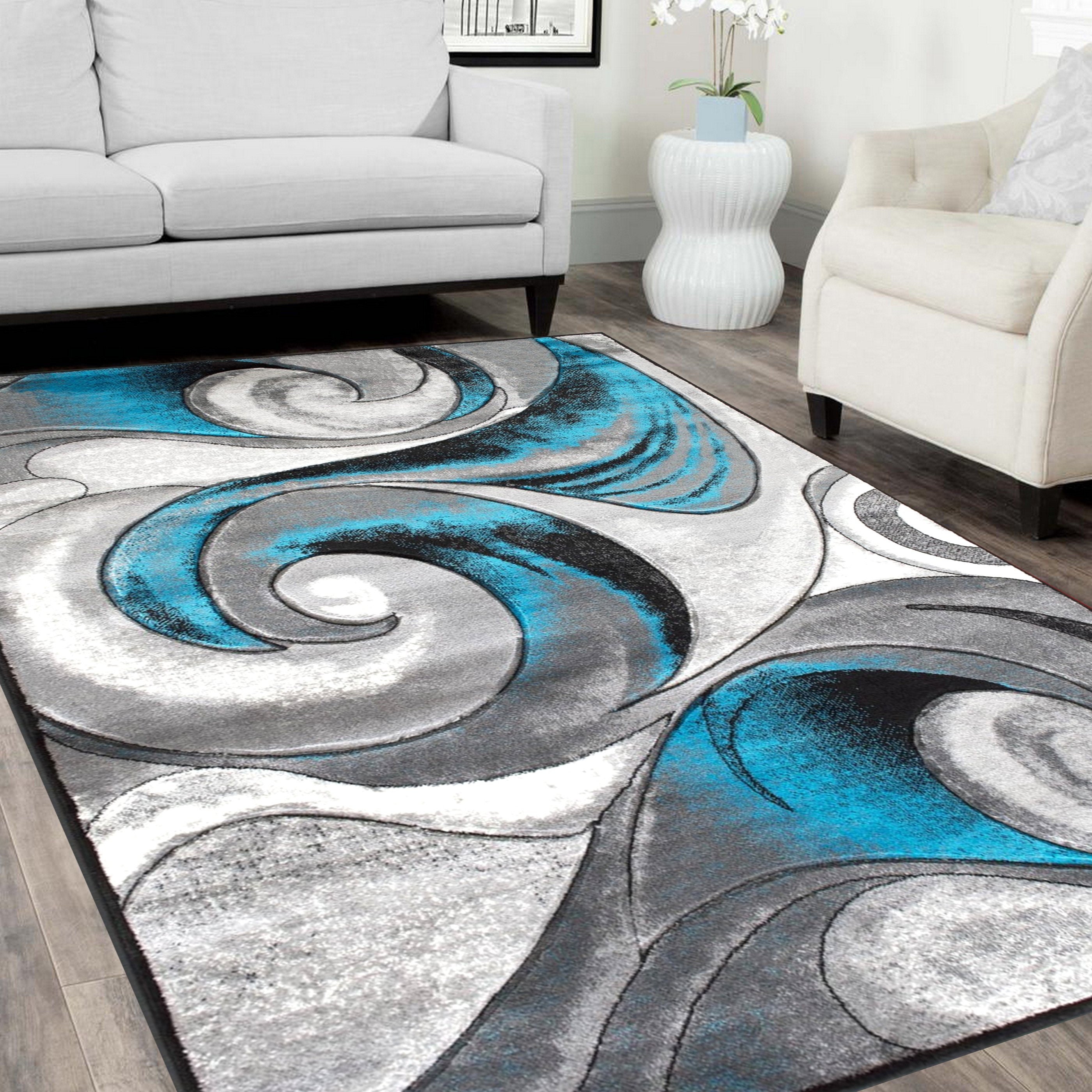 Grey And Teal Rug