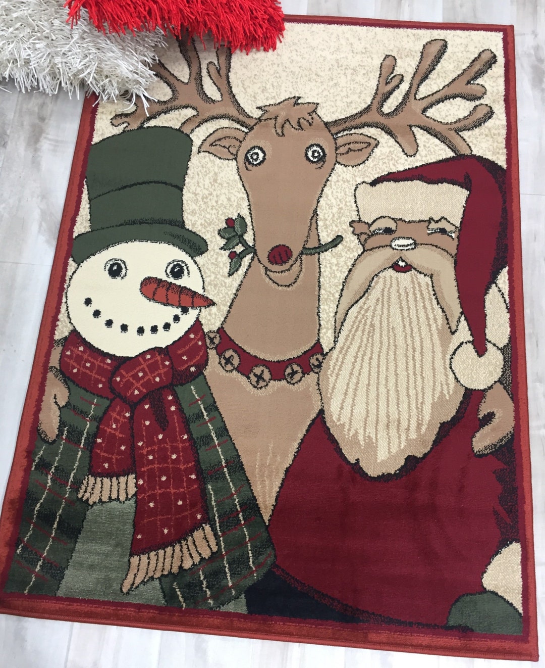 Santa Rug Christmas Gift Red, Green and Multi approximately 3 Ft. by 5 ...