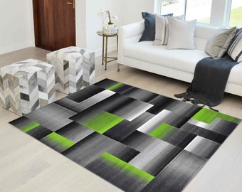 Geometric Green Rug | Etsy