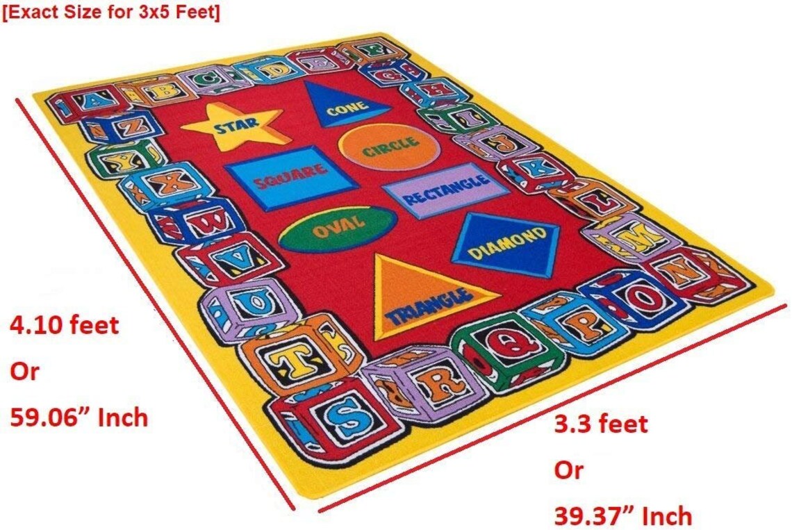 ABC Rugs Shapes-kids Educational Play Mat Daycare/nursery - Etsy