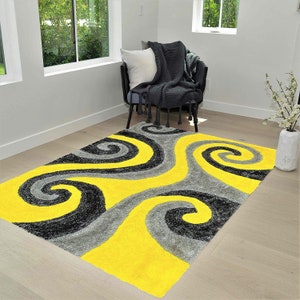 Yellow Shag Rug 5X7 for Living Room Decor 2021 Rug Trends Bright Modern ...