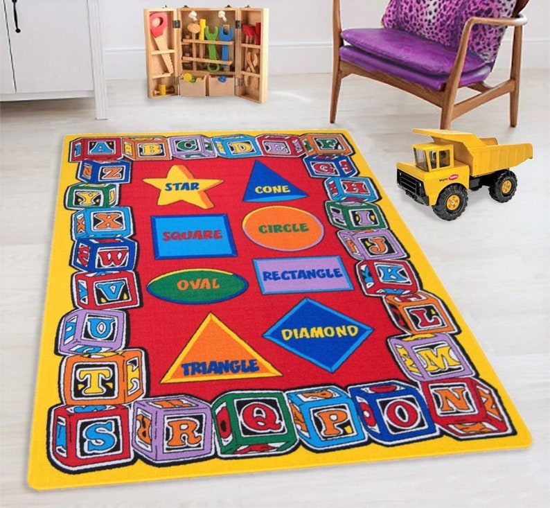 ABC Rugs Shapes-kids Educational Play Mat Daycare/nursery - Etsy
