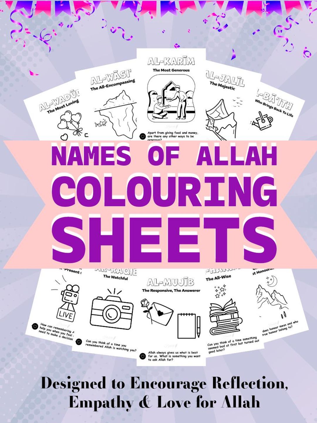 Names of Allah Colouring Worksheets Pack 5 | Islamic Kids Printable ...
