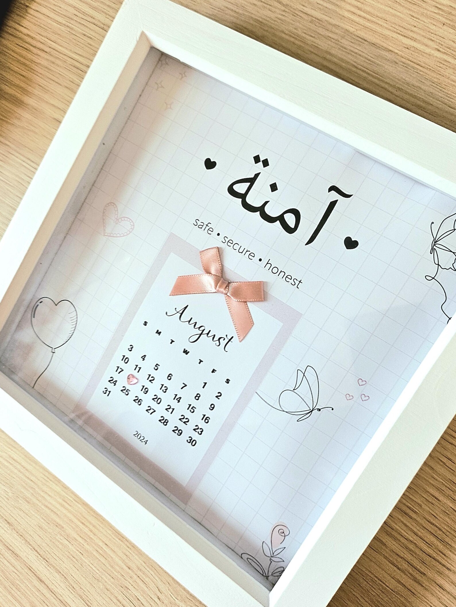 Personalised Arabic Name Meaning Frame Keepsake, Baby Girl Gift ...