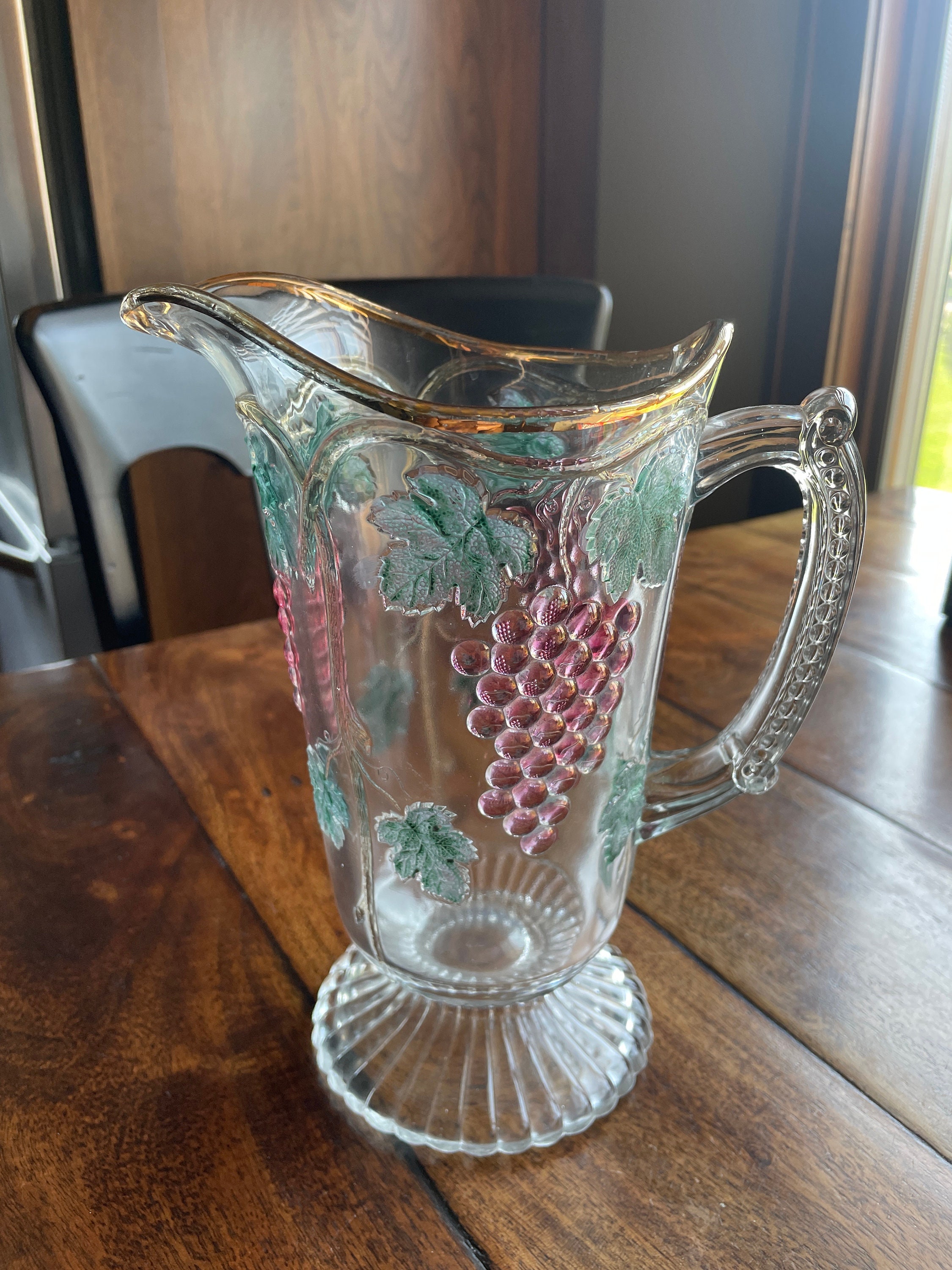 Pressed Glass Pitcher - Etsy
