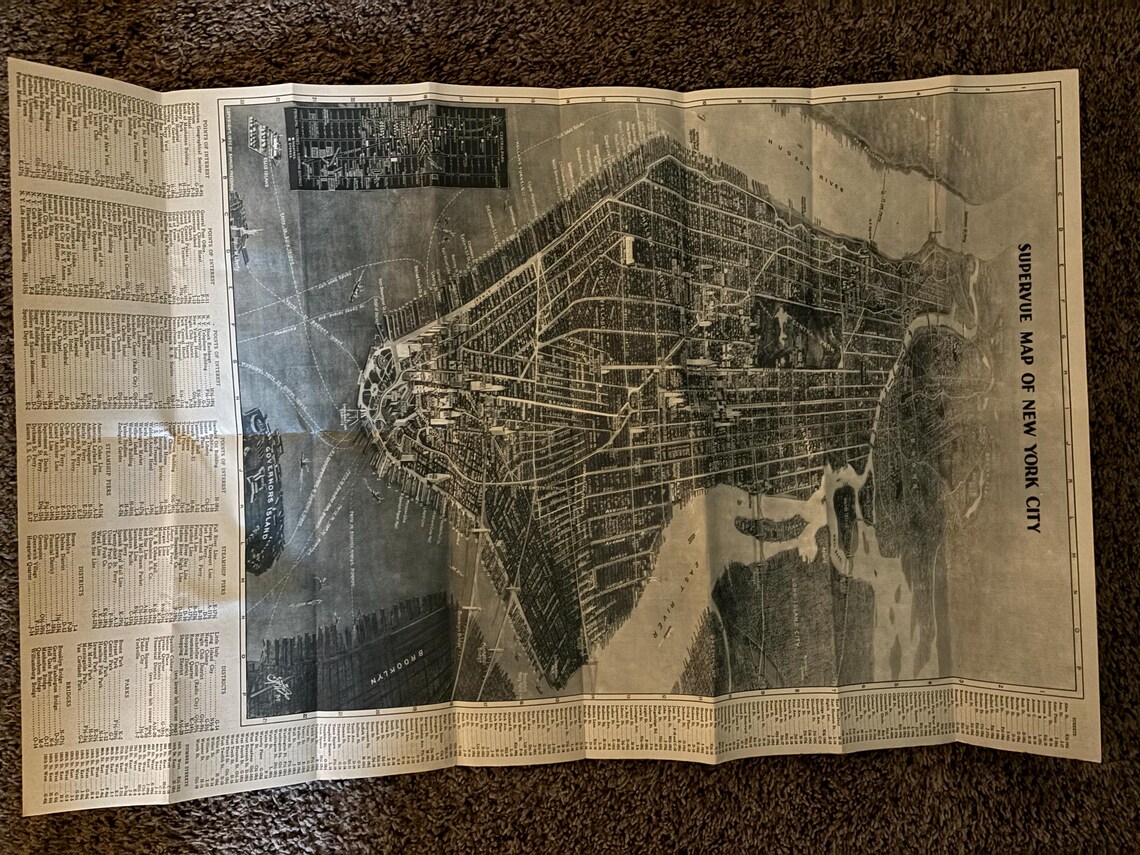 Folding Supervue Map of New York City - Etsy
