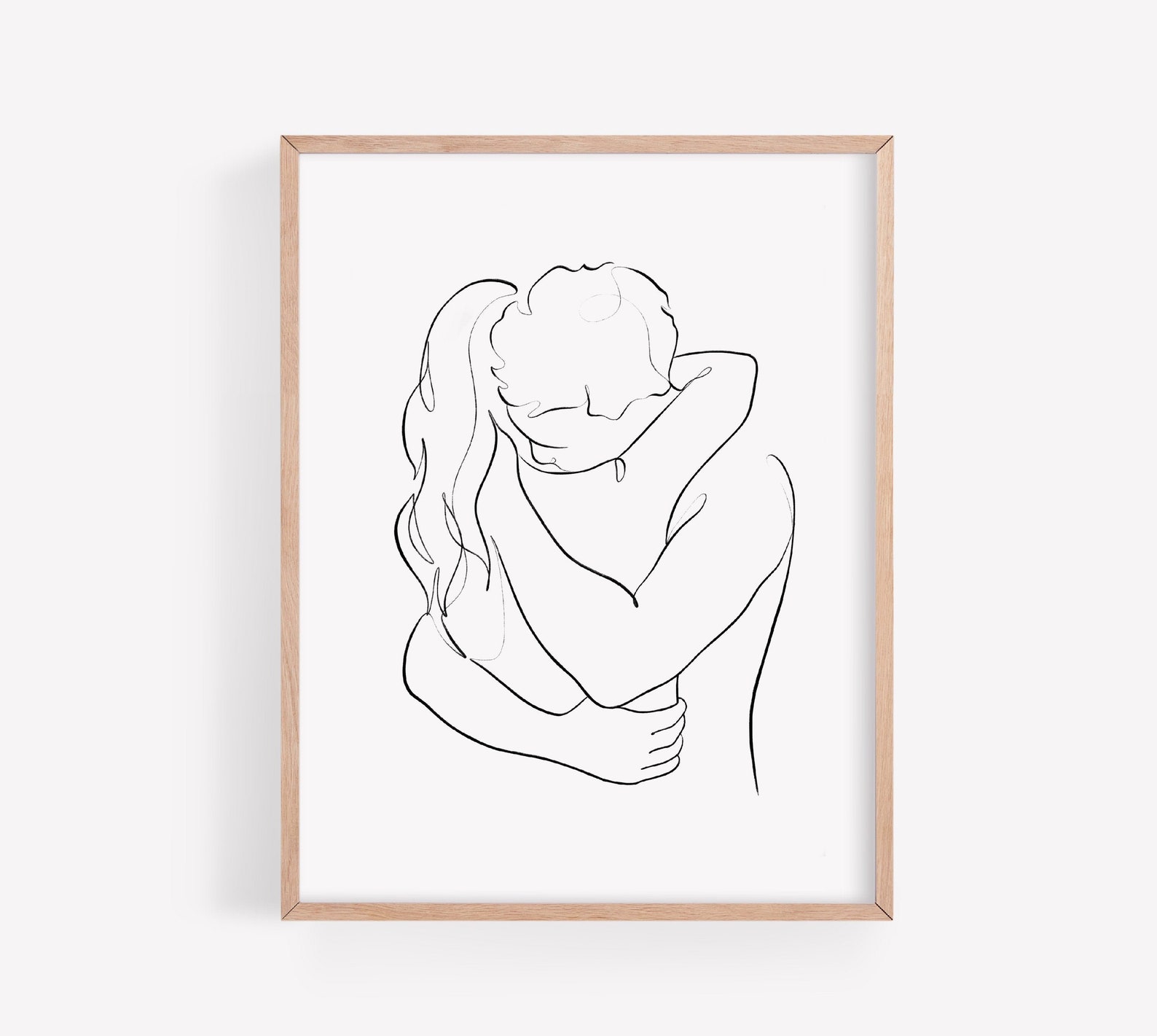 Line Art Couple Print Couple Hugging Art Abstract Couple Etsy