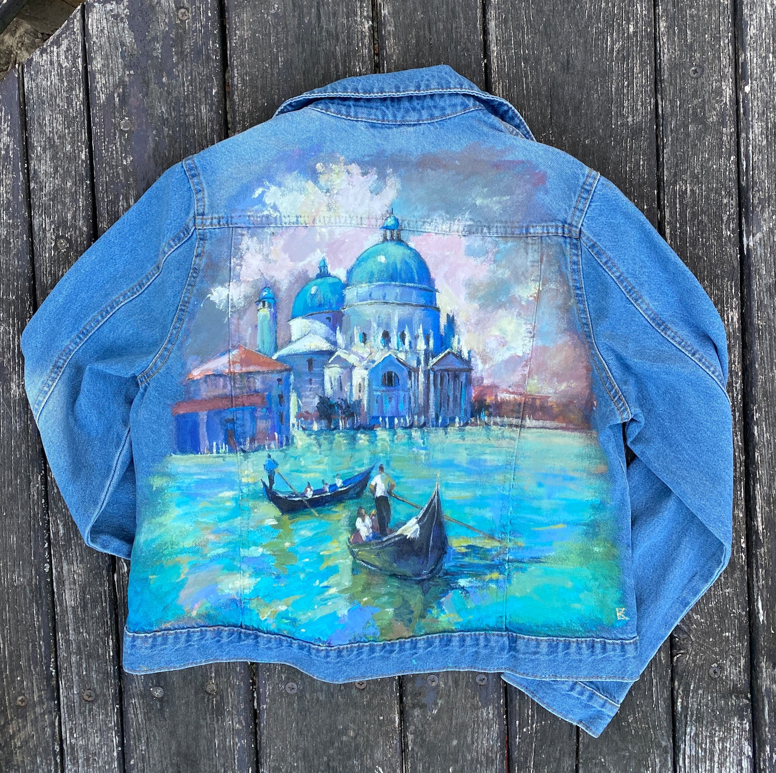 Venice Original Hand Painted Denim Jacket in UK12 Size Available! - Etsy