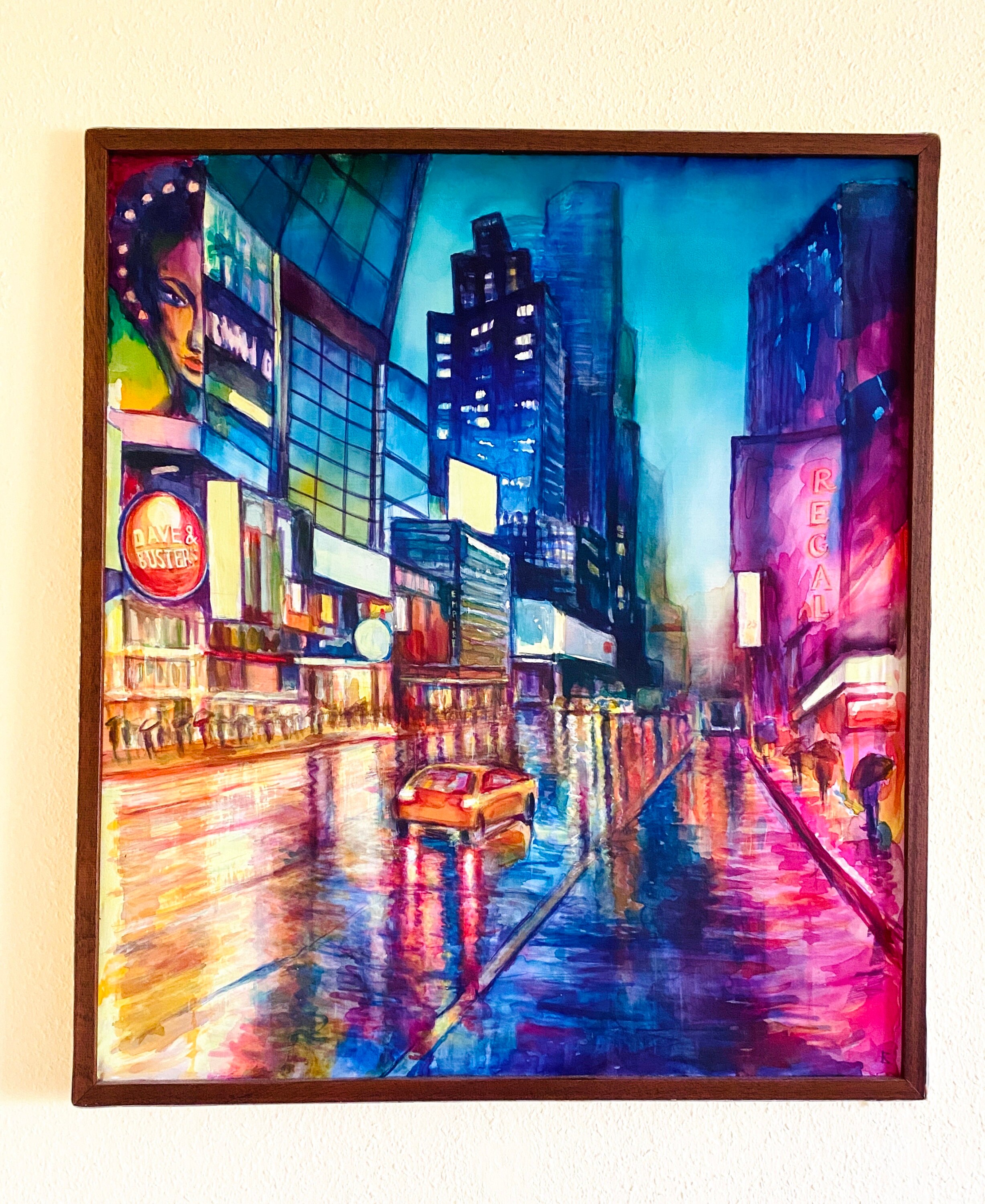 New York Times Square Original Silk Painting - Etsy