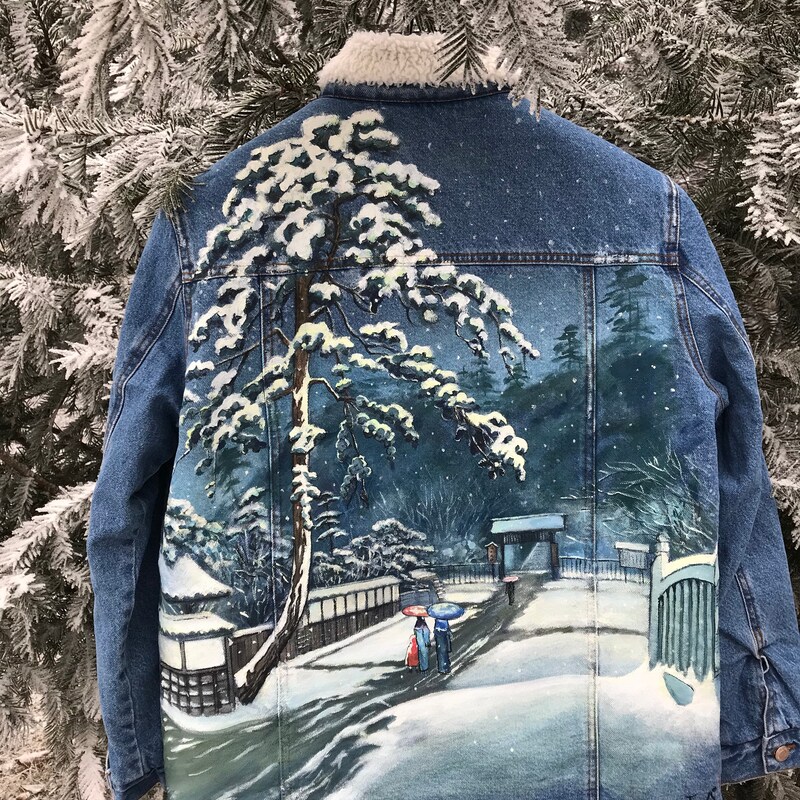 Painted Denim Jacket - Etsy