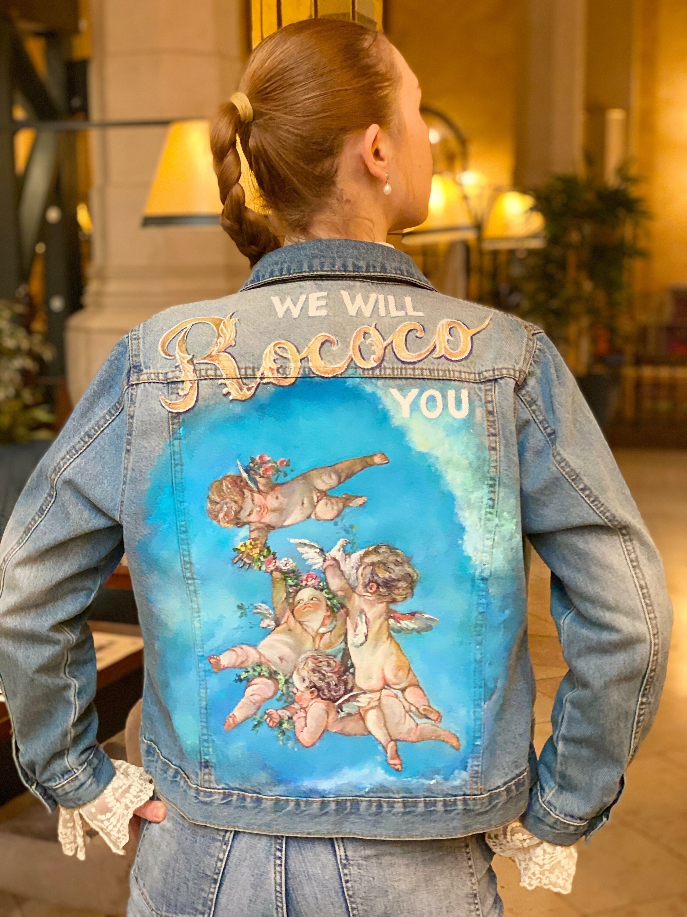 Custom Hand Painted Denim Jacket Rococo - Etsy