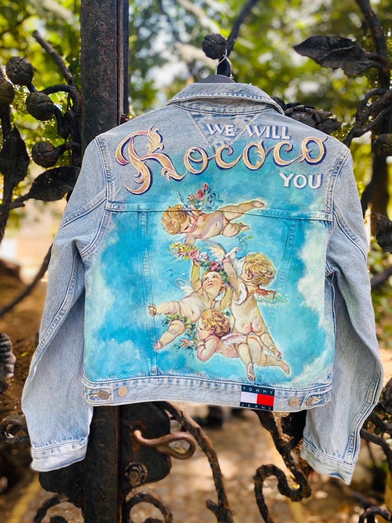 Custom Hand Painted Denim Jacket Rococo - Etsy