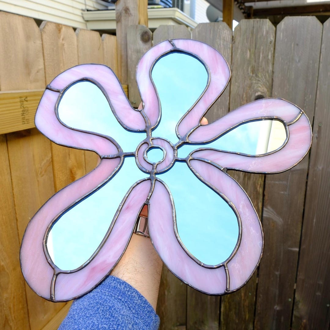 Handmade Spongebob Flower Stained Glass Mirror – Cartoon Wall Art - Etsy