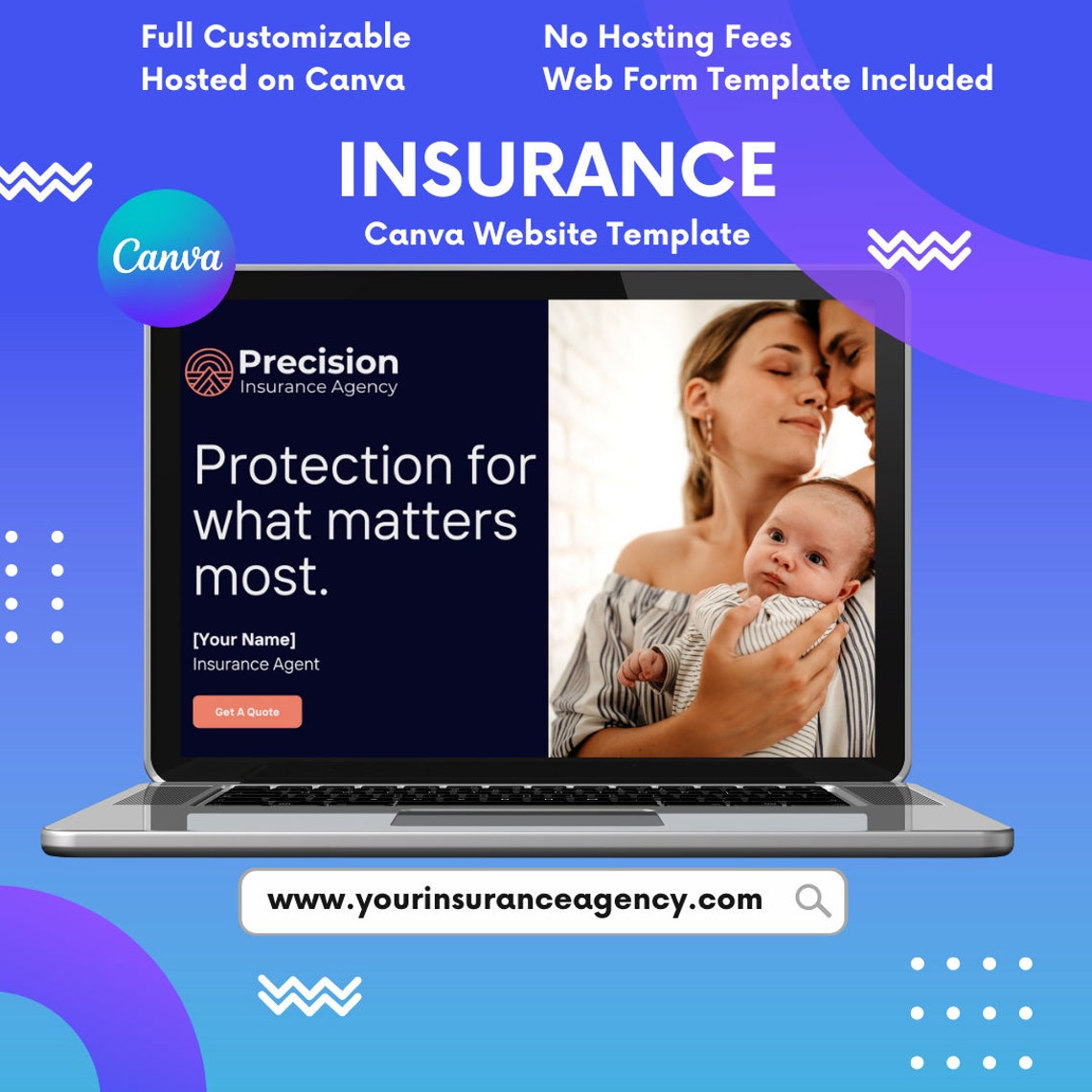 Insurance Website Canva Template With Customizable Quote Form - Etsy